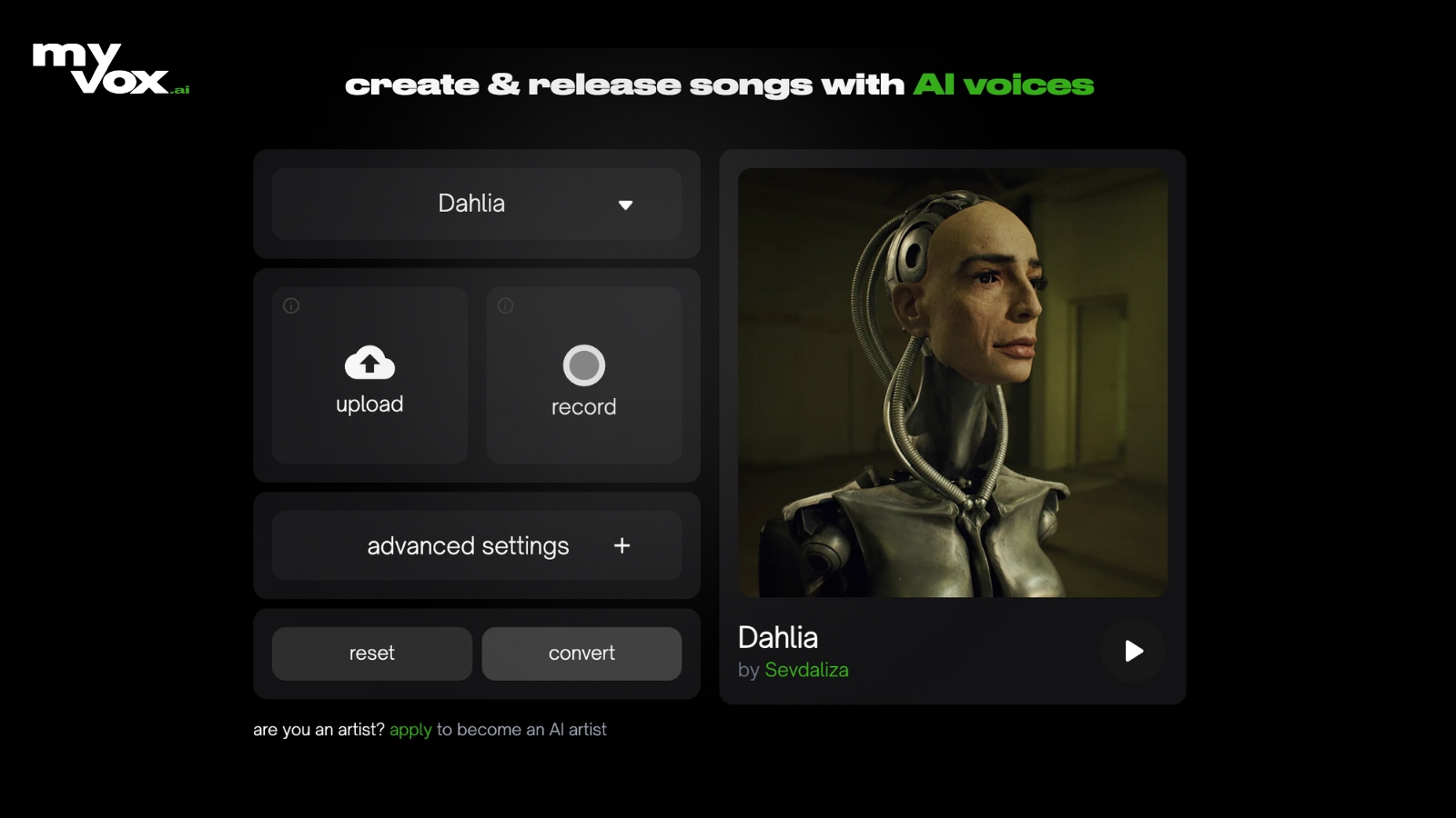 create & release songs with AI voices | myvox create & release songs with AI voices | myvox